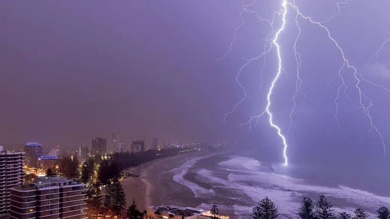 Bolt Of Lightning Illuminates Queensland Coastline | Mirage News